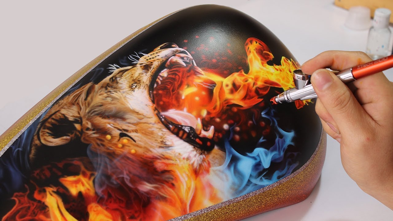 Painting Lion Fire - Airbrush Real Fire / Rafa Fonseca - YouTube