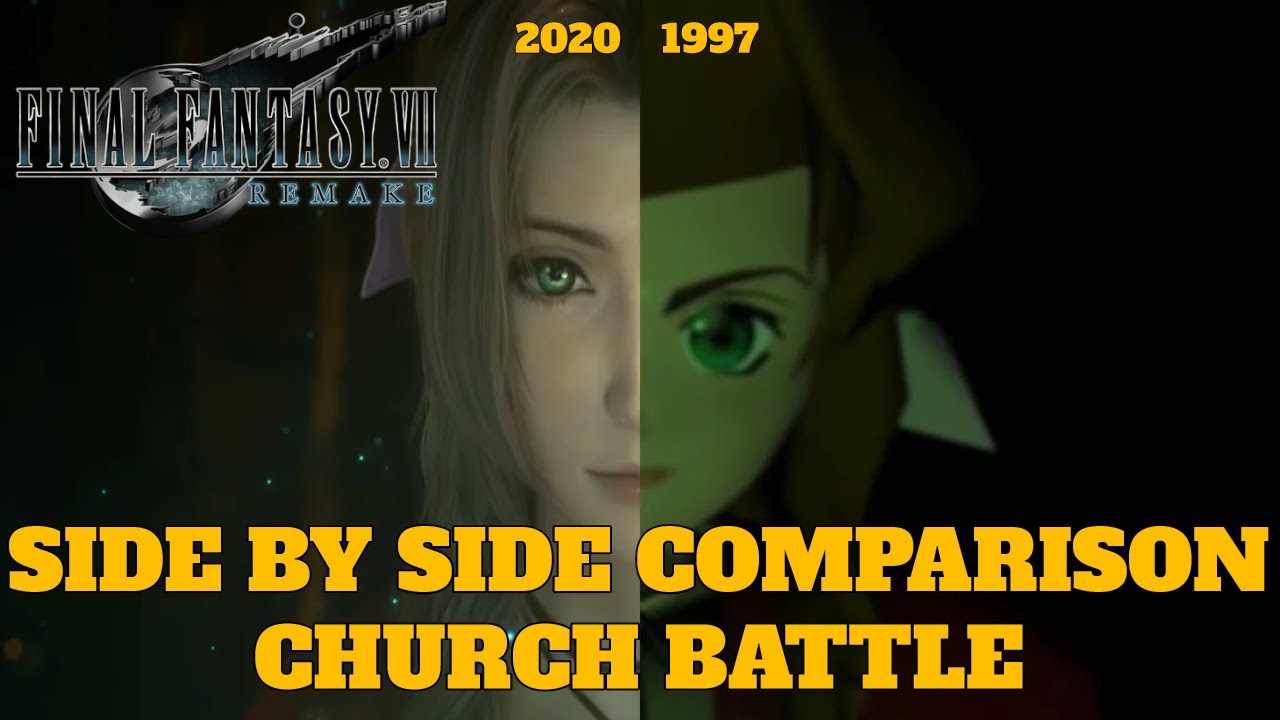Final Fantasy 7 Remake Side By Side Comparison Church Battle - PS4 ...