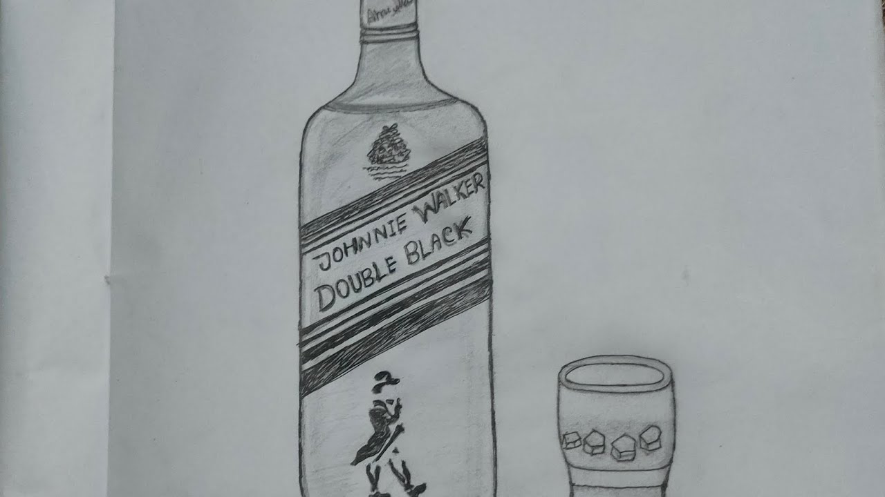 whiskey bottle drawing tutorial for beginners step by step | how to ...