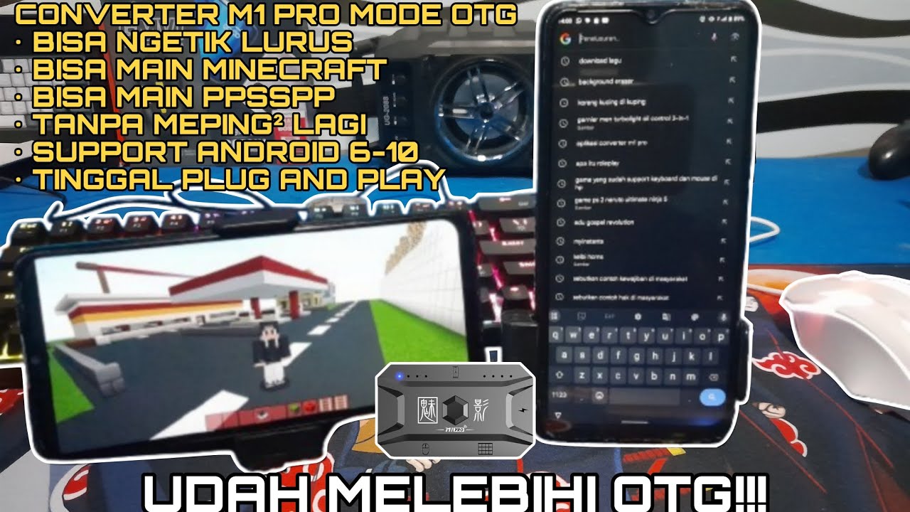 CONVERTER M1 PRO MODE OTG!!! CARA MAIN MINECRAFT PAKAI KEYBOARD MOUSE ...