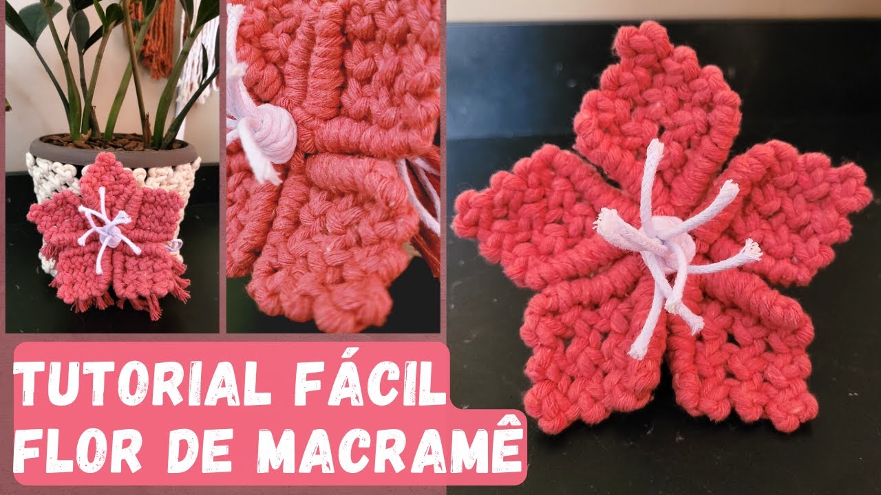 Flor de macramê passo a passo - Como fazer uma flor de macramé com trama fácil - Tutorial ...