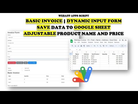 WebApp Apps Script - INVOICE | Dynamic Input | Adjustable Option | Save Data To GSheet (Member ...