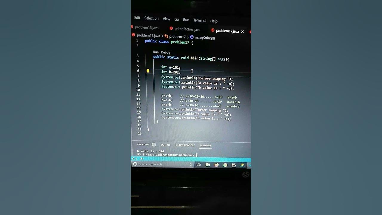 Swaping 2 Numbers Without Temp Variable In Java Easy 👍 Java Coding Shorts Short Programming