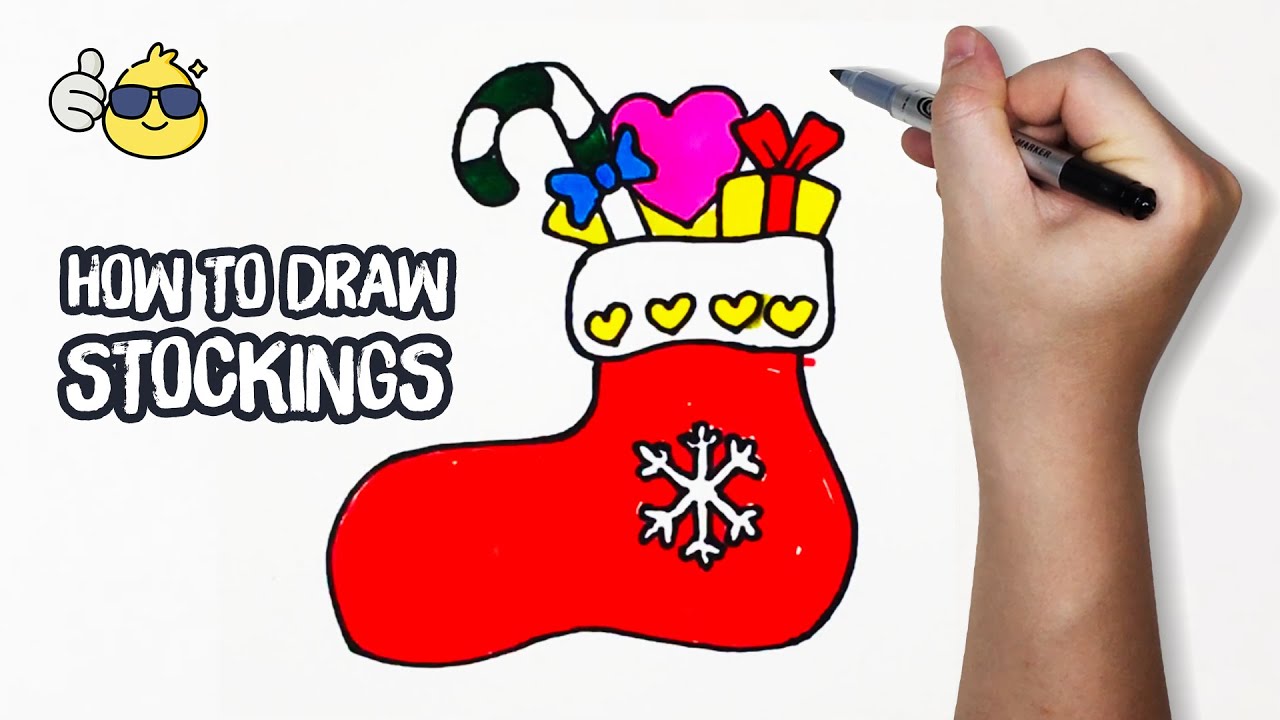 How to Draw a Christmas Socks Step by Step Easy | Draw Christmas Stuff ...