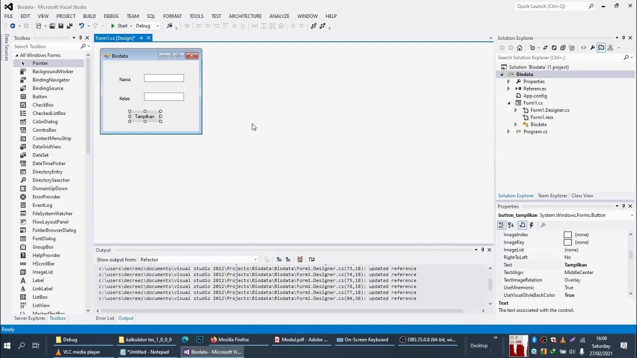 Tutorial Visual Studio Part #1 - TextBox Button (C#) - YouTube
