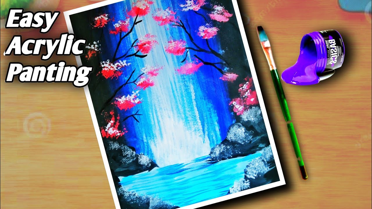 Easy Panting Tutorial for Beginners/Easy Waterfall Landscape Panting ...