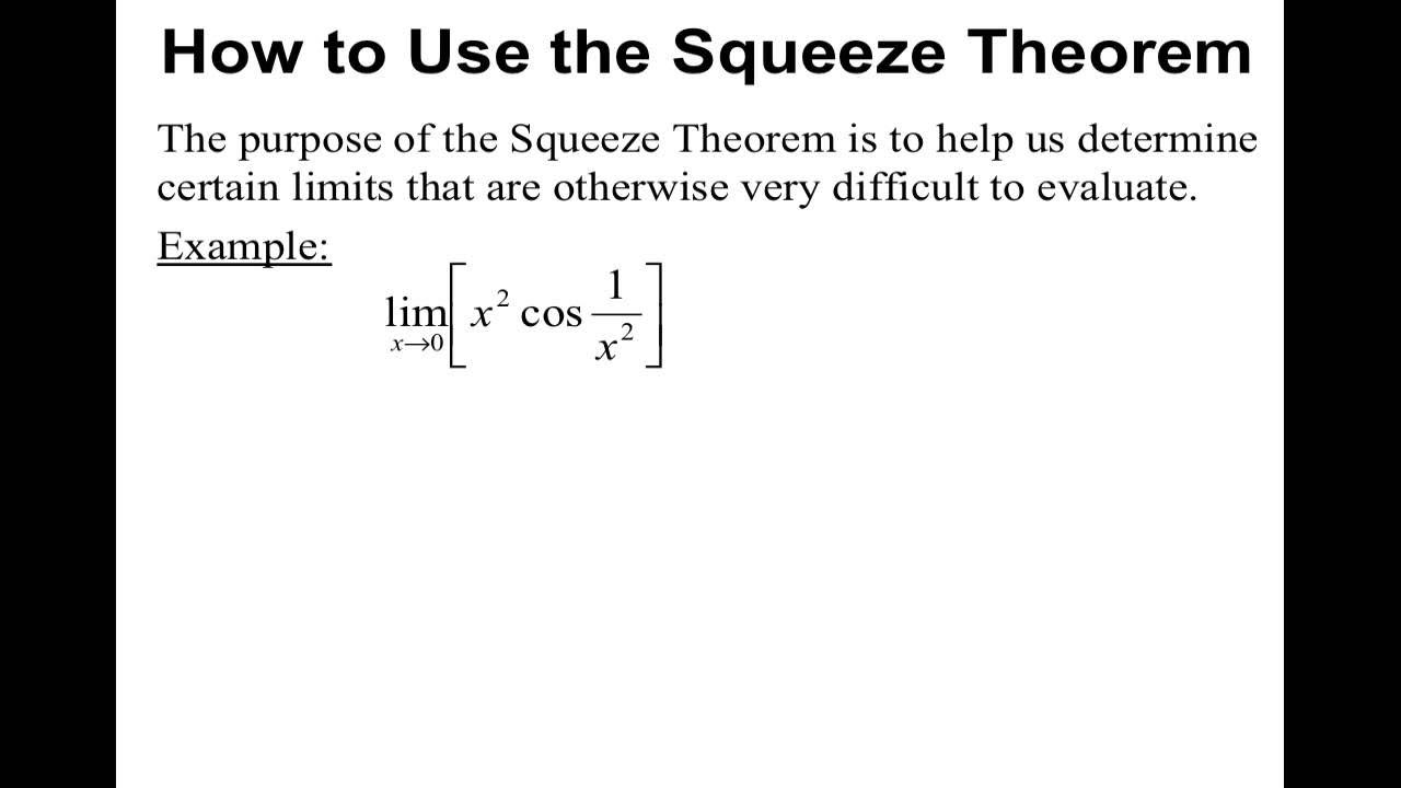 Topic 5-The Squeeze Theorem and Special Trig Limits - YouTube