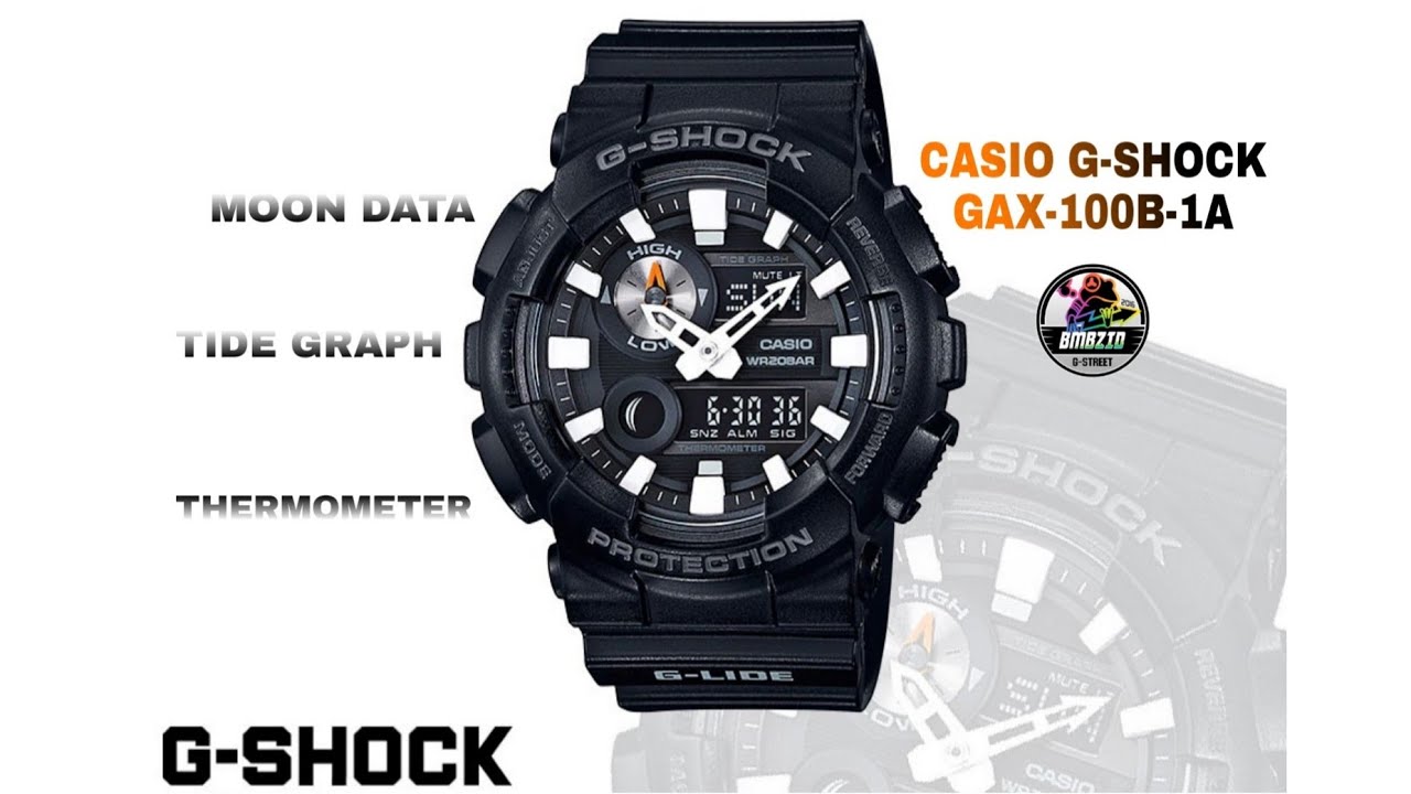Review & Setting Casio G-Shock GAX-100B Moon Tidegraph Thermometer ...