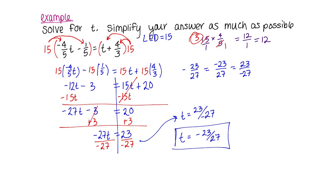 Solving A Linear Equation Variables On Both Sides And Fractional solving-a-linear-equation-variables-on-both-sides-and-fractional