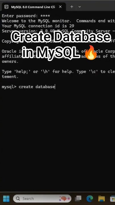 Create database in MySQL #shortsfeed #viral #youtubeshorts #mysql #ytshorts #viralvideo # ...