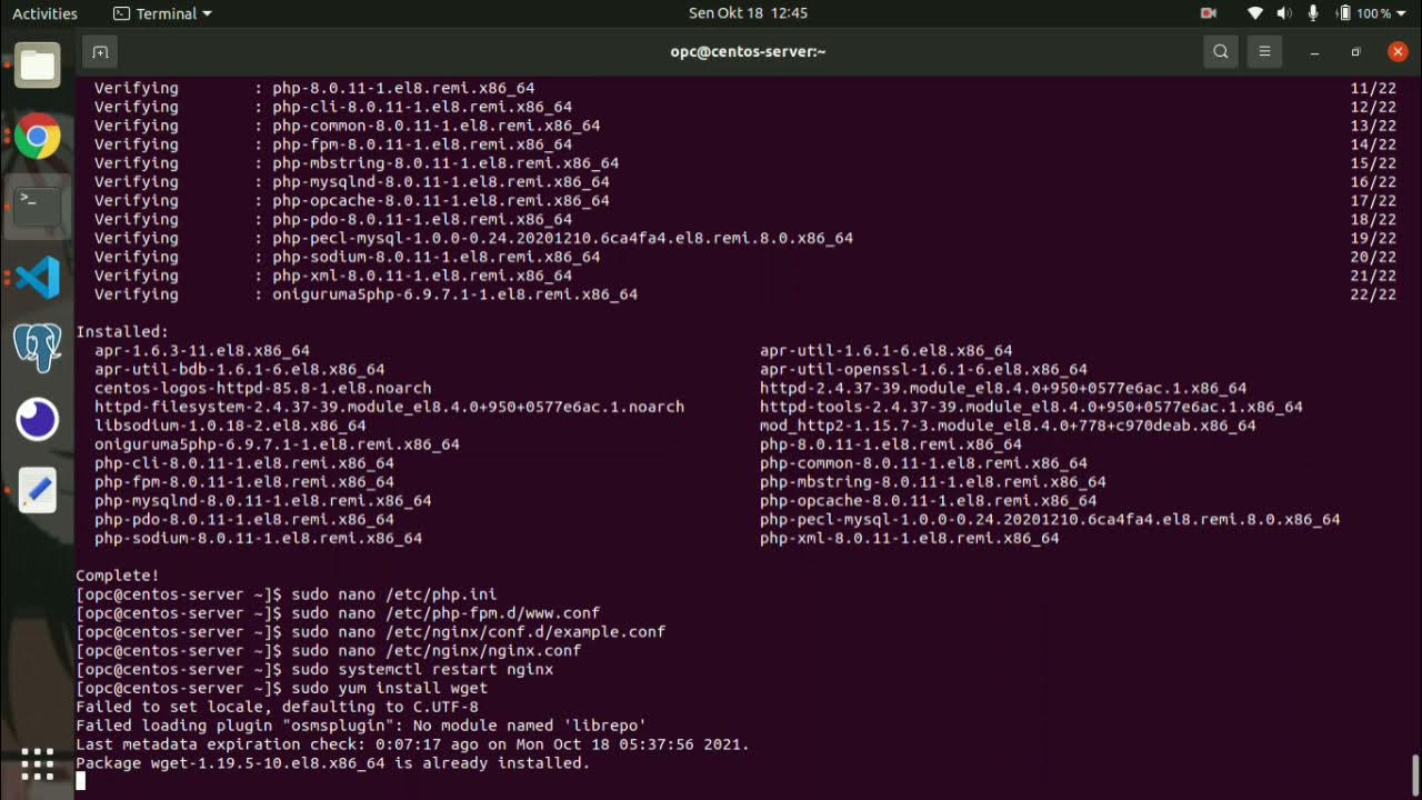 Instalasi nginx, php-fpm, mariadb-server, dan Framework PHP Laravel 8 pada Centos 8(Oracle Cloud ...