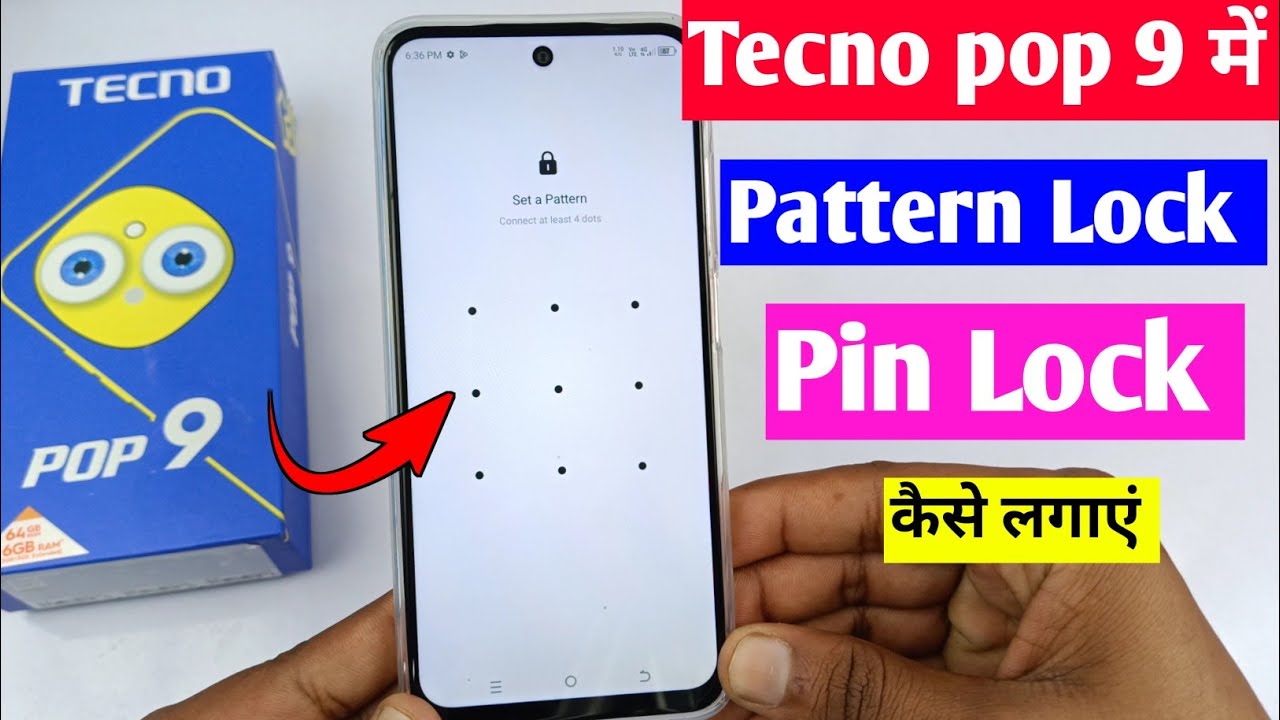 Tecno pop 9 me pattern lock Kaise lagaye | tecno pop 9 screen lock ...