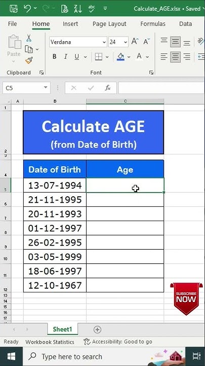 calculate the age from date of birth | Excel tips and tricks - YouTube