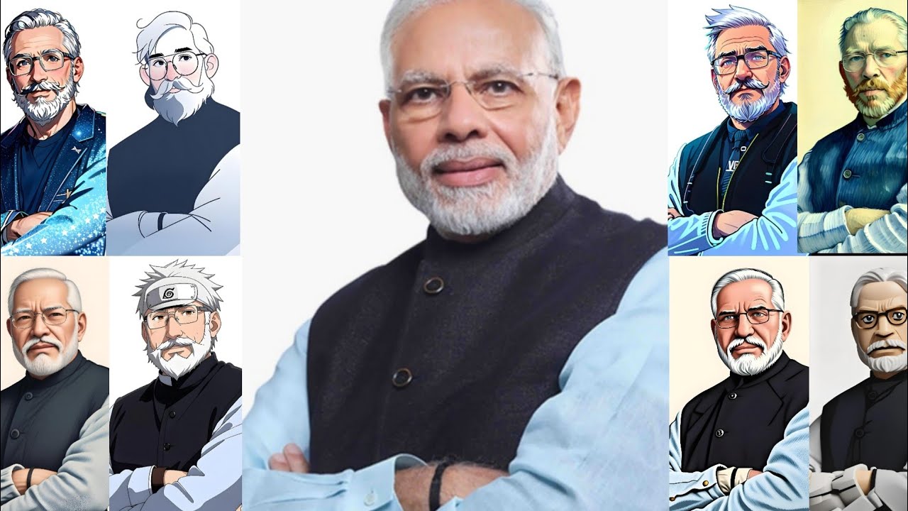 A.I. Draws PM Modiji In Every Different Style.#trending #modi #ai - YouTube