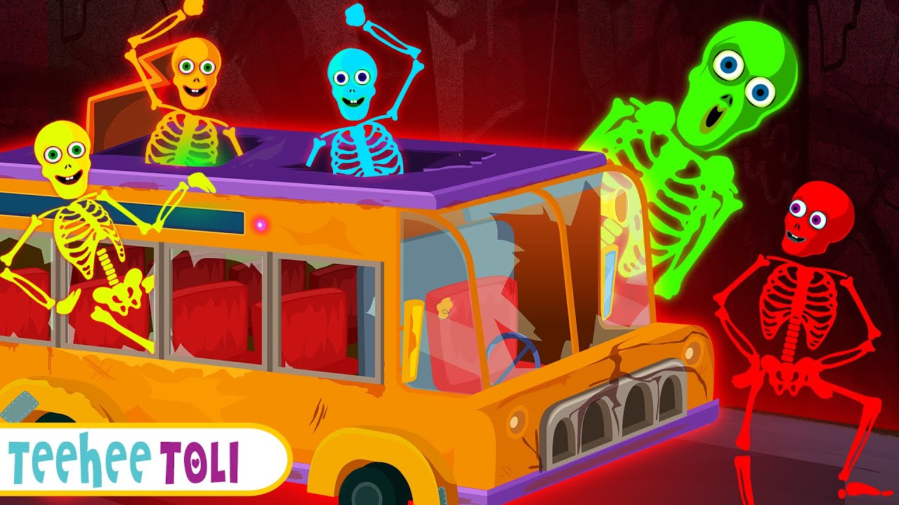 💀 Five Skeletons were Riding on a Bus 🚌 | Spooky Nursery Rhymes ...