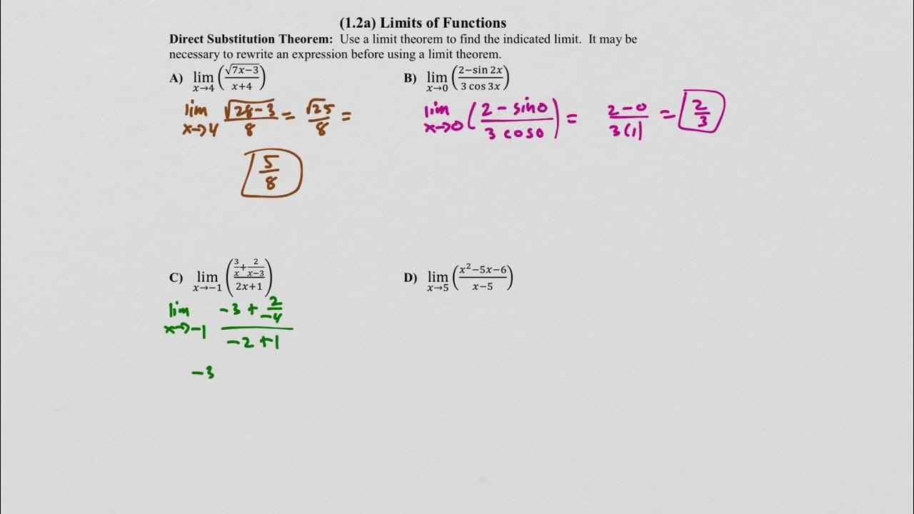 1.2a (Direct Substitution Theorem) - YouTube