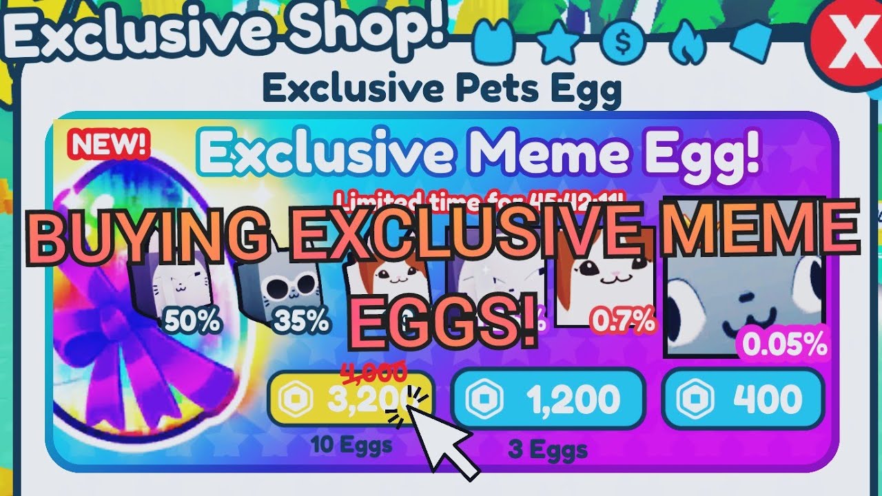 OPENING EXCLUSIVE MEME EGGS IN PET SIMULATOR X! - YouTube