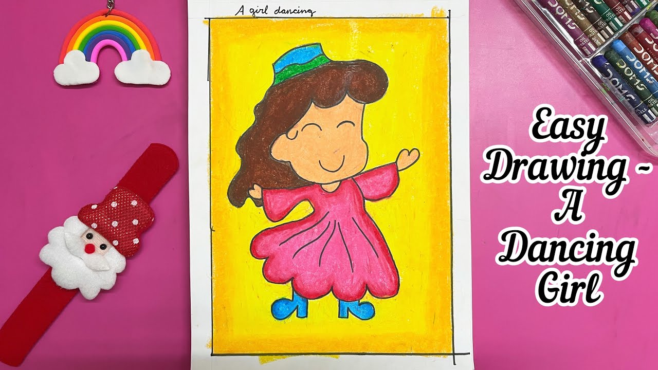 How To Draw A Cute Dancing Girl | Easy Drawings For Kids | Step By Step ...