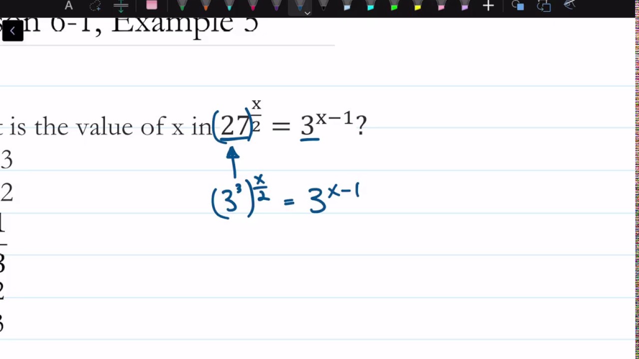 How To Solve Exponential Equations Lesson 6 1 Example 5 Math Energy Tv Youtube