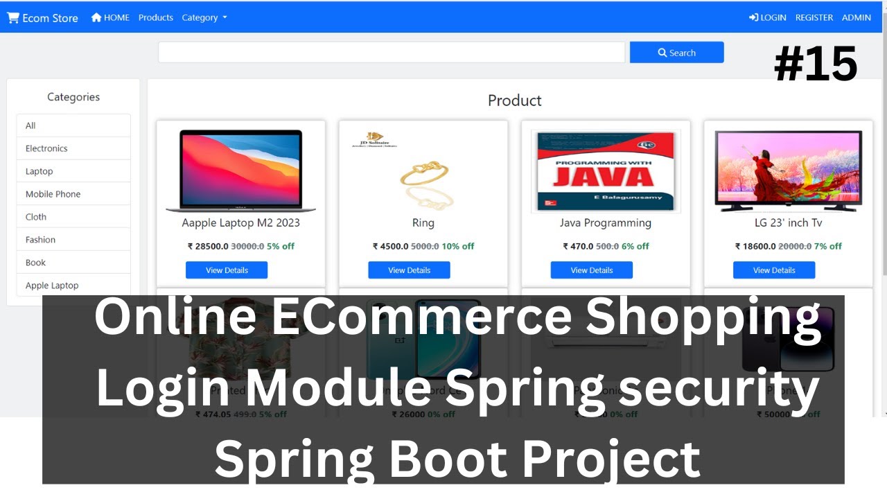 #15 Login Spring Security Online Ecommerce Spring Boot Project| Shopping Cart Spring Boot ...