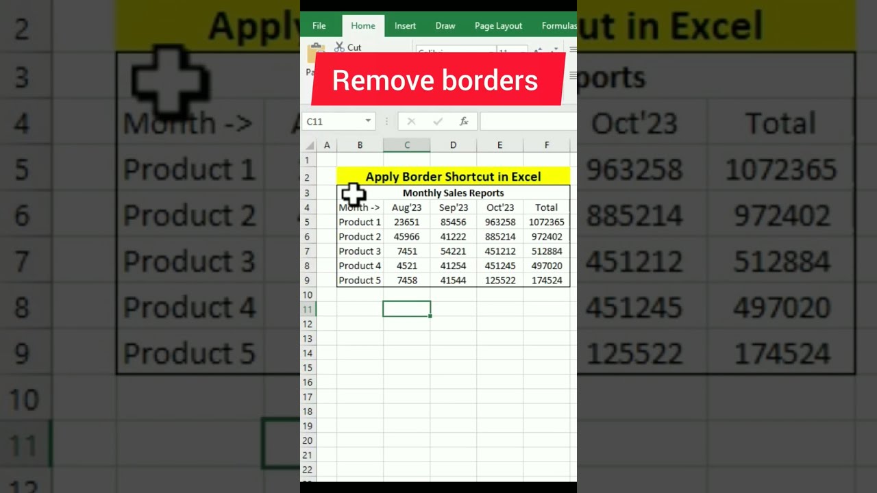 Apply Borders Shortcut Key In Excel howto excel exceltricks shorts Apply Borders Shortcut Key In Excel howto excel exceltricks shorts