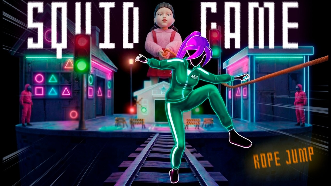 POV SQUID GAME RUN🔺🚦 Immersive Interactive Warm-up | 🔴🟩 Jump Rope HARD ...