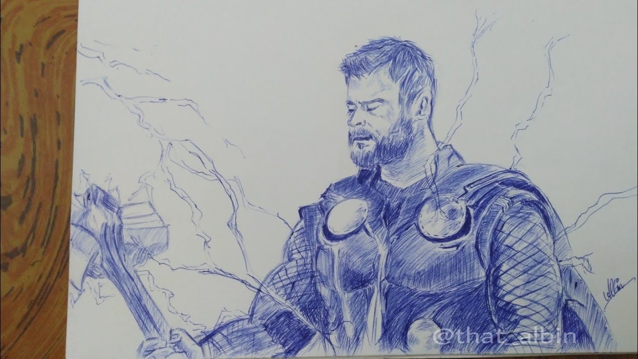 Drawing Thor from Avengers Endgame | Pen Drawing - YouTube
