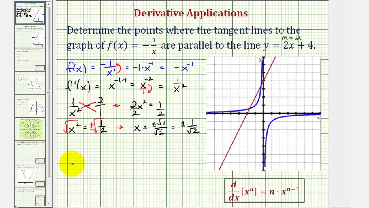 Ex Determine Where A Function Has Tangent Lines Parallel To A Given Ex Determine Where A Function Has Tangent Lines Parallel To A Given