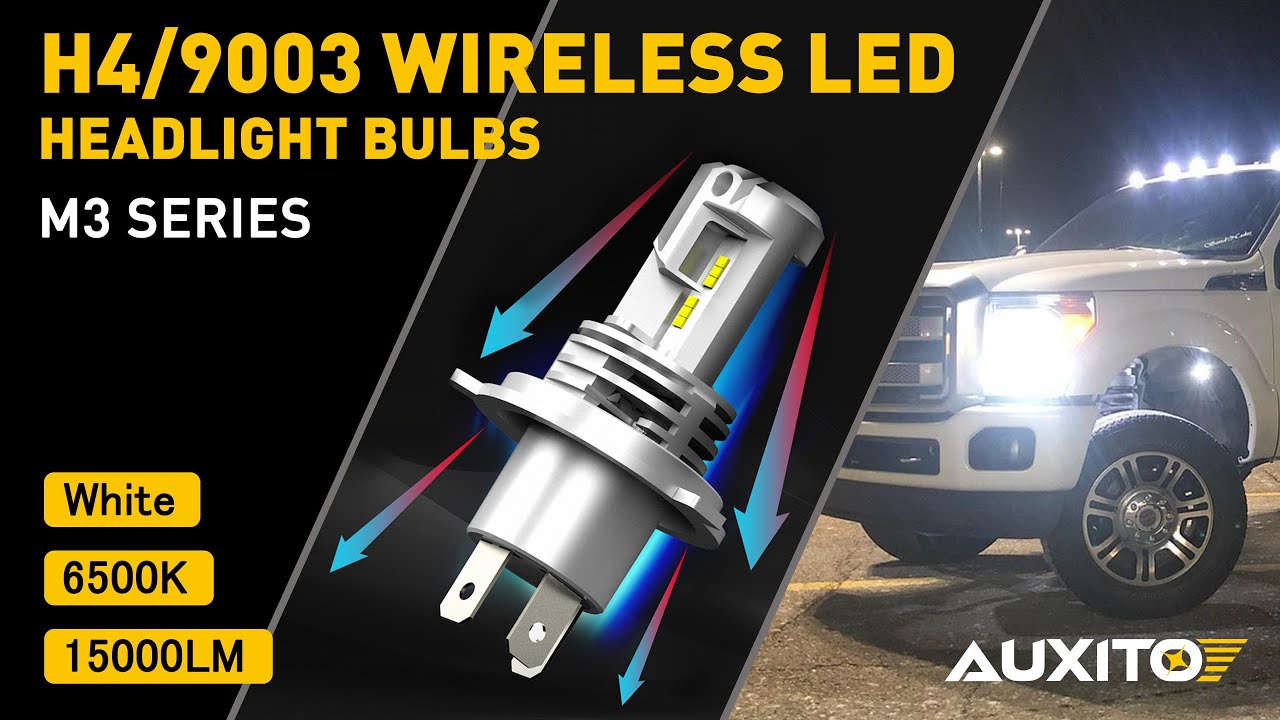 AUXITO H4/9003/HB2 Wireless LED Bulbs, 15,000LM/Set 52W Bulbs for High ...