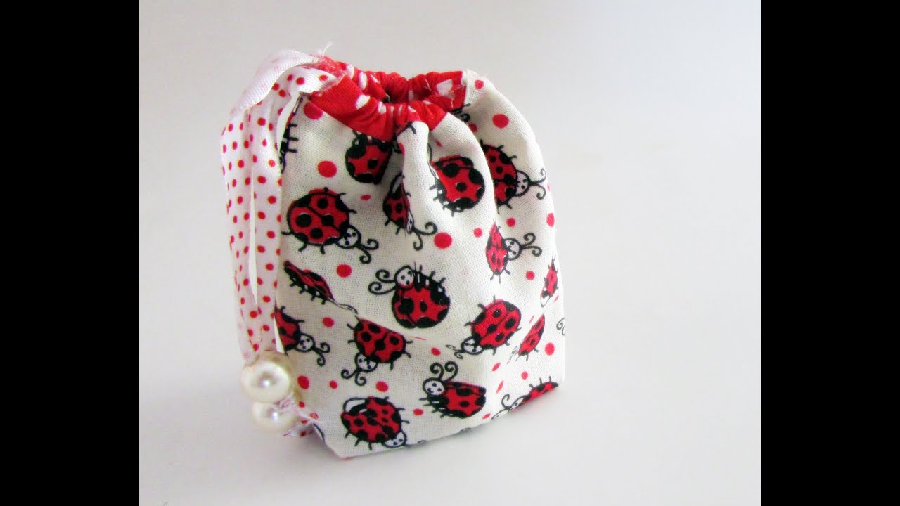 DIY:Bolsinha de pano(porta-moedas) SEM COSTURAl Reversible drawstring ...