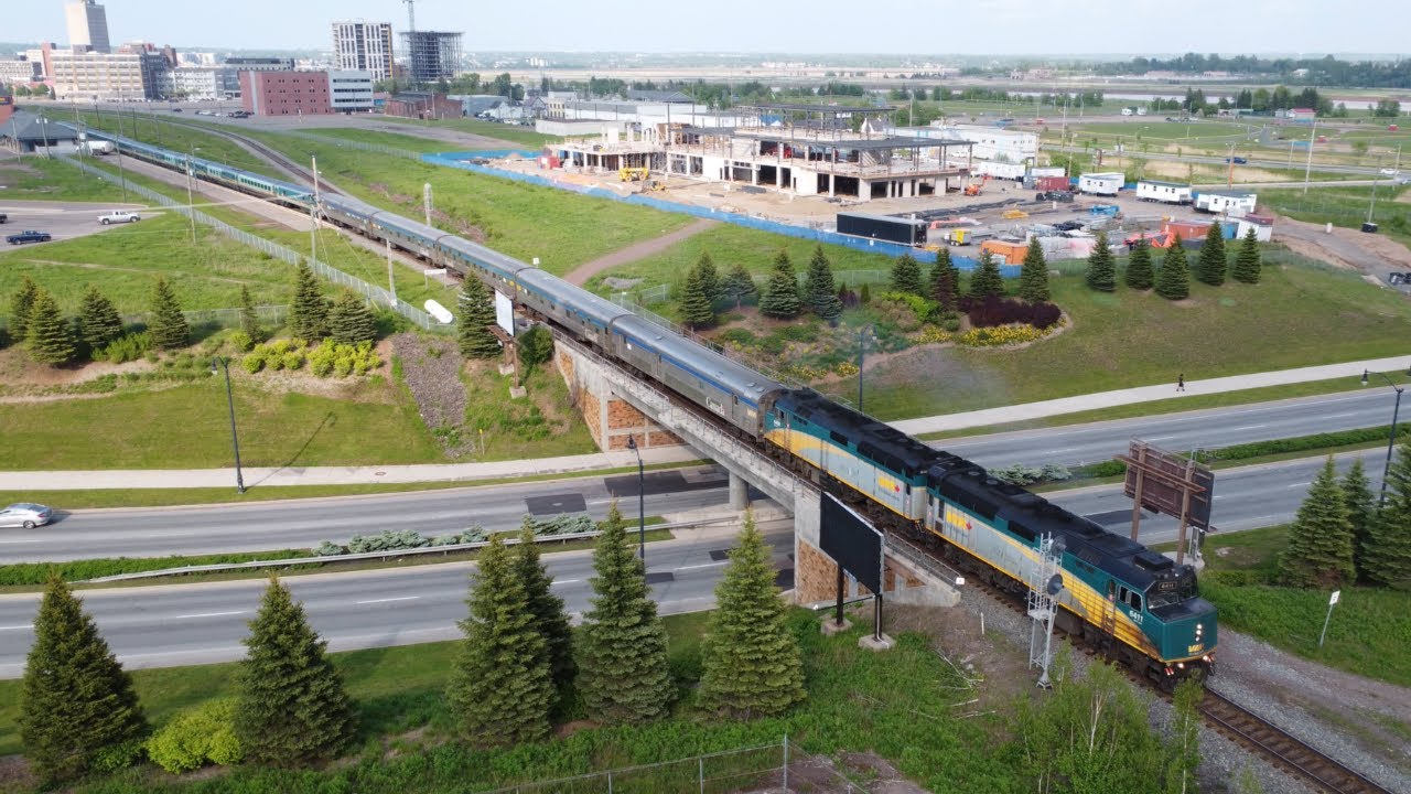 Awesome Aerial 4K View! VIA Rail Passenger Train 15 - The Ocean ...