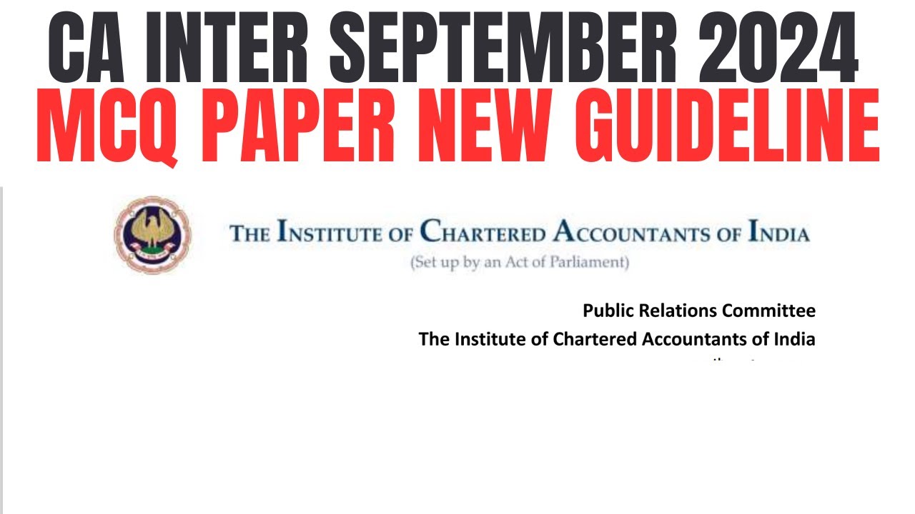 CA intermediate September 2024 MCQ PAPER New Guidelines by ICAI - YouTube