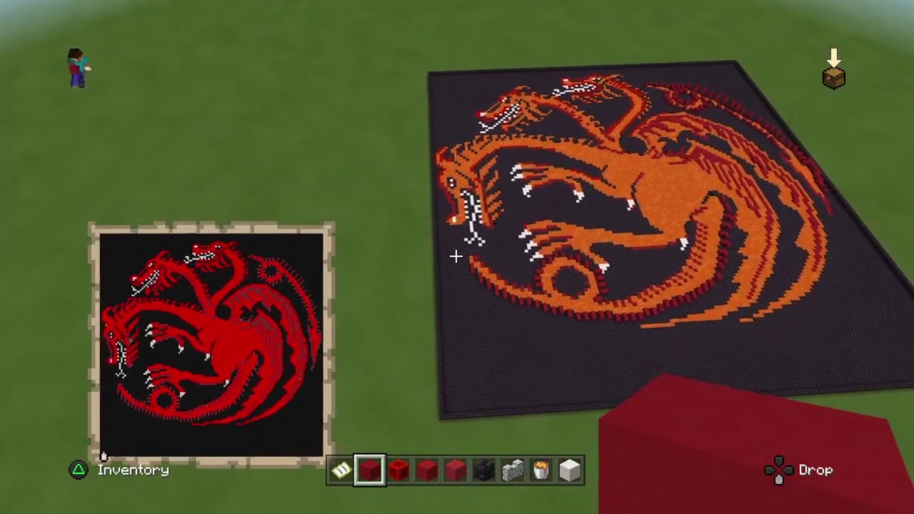 Minecraft Pixel Art Challenge - Game of Thrones (Targaryen Sigil) - YouTube