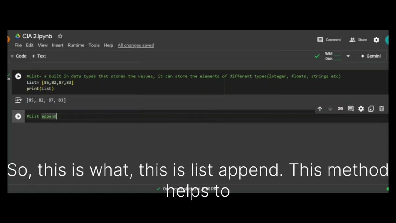 "Python Lists: Append and Sort Tutorial" in Google Colab - YouTube