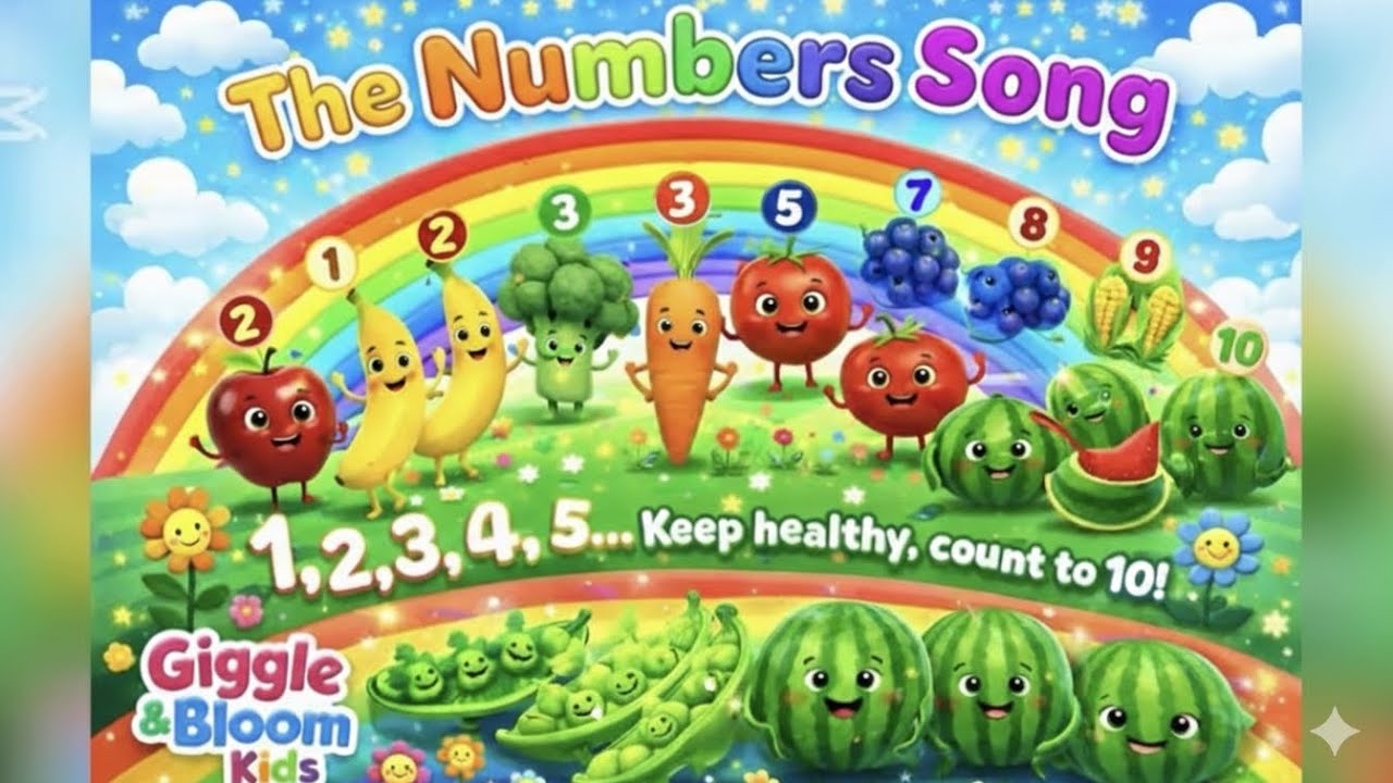 The Numbers Song 123 🍎🍌 | Counting 1 to 10 with Fruits & Vegetables ...