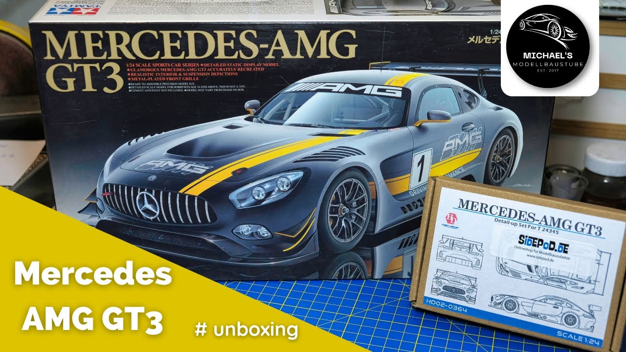 Tamiya Mercedes AMG GT3 & Hobby Design Detail-Set - Unboxing - YouTube