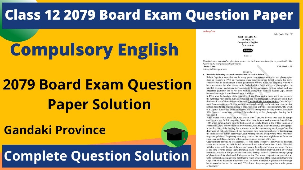 Class 12 Compulsory English 2079 Board Exam Question Paper Solution ...