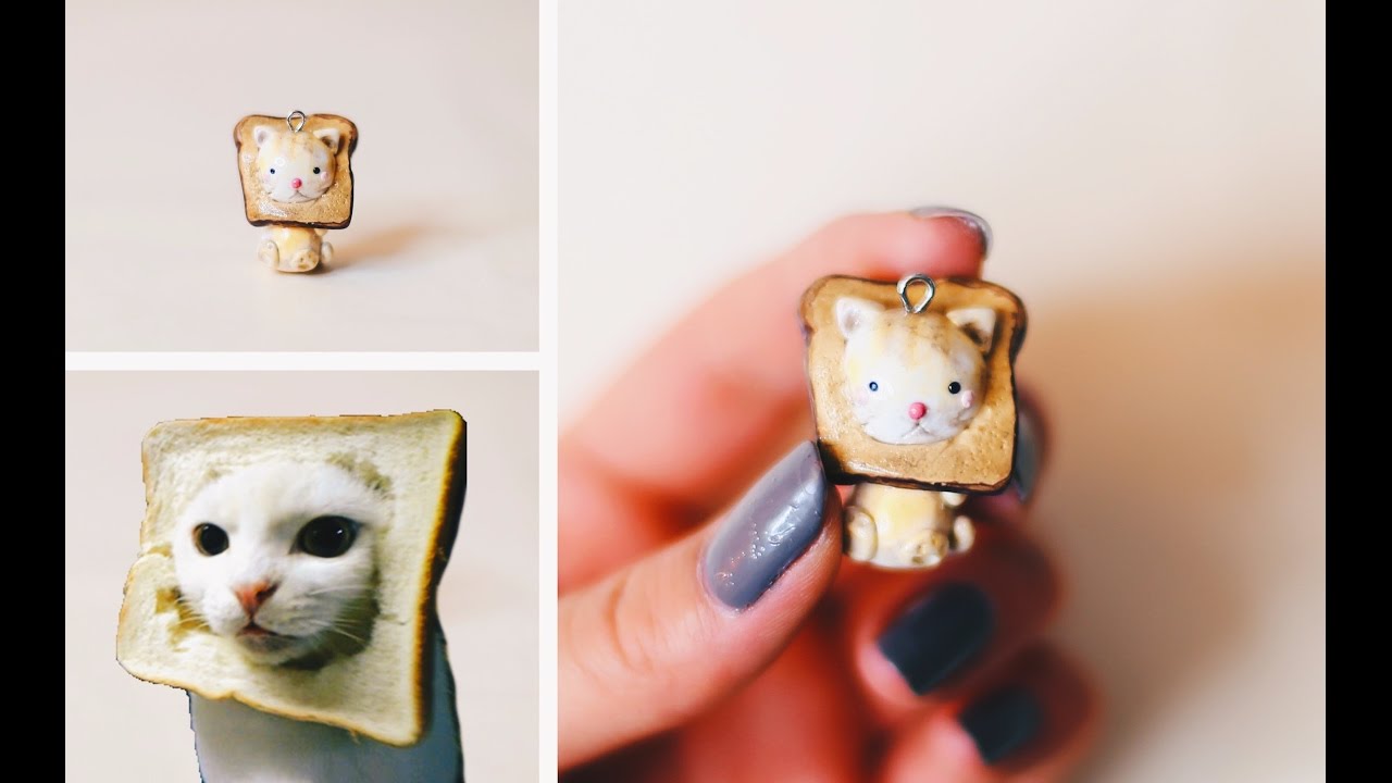 CAT TOAST FACE 😻🍞 POLYMER CLAY CHARM TUTORIAL + GIVEAWAY! - YouTube
