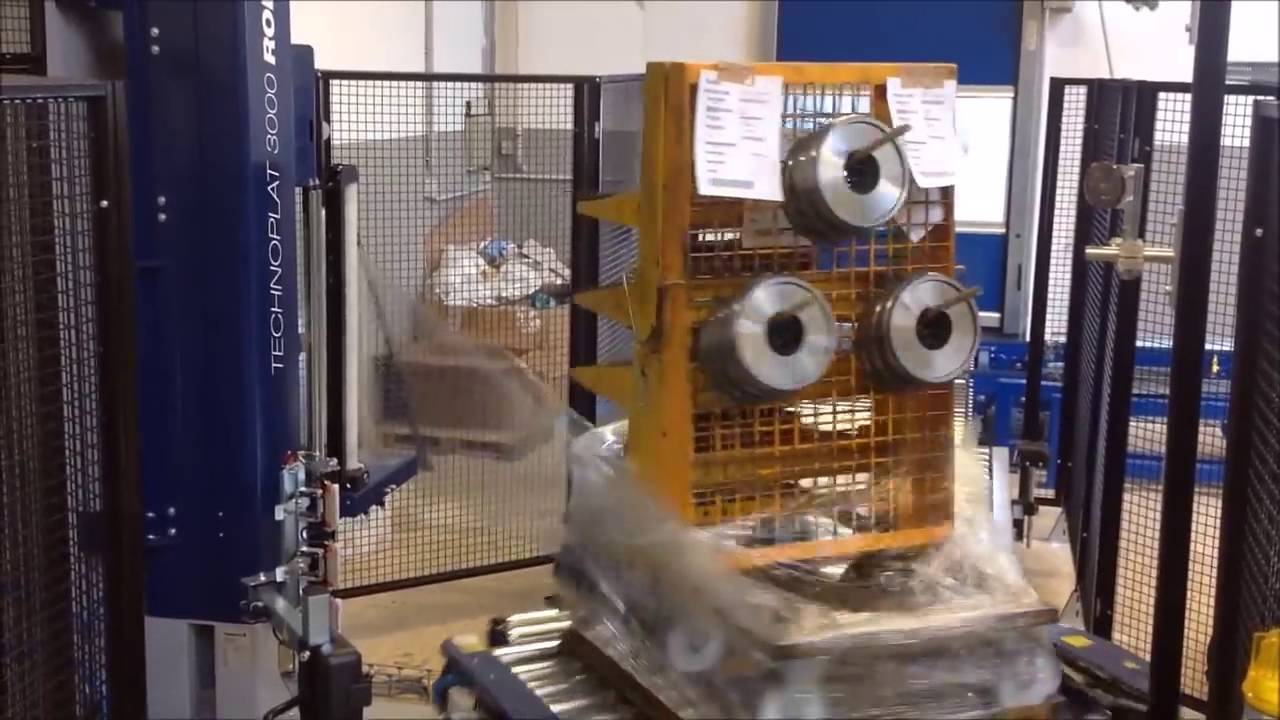Автоматический паллетоупаковщик ROBOPAC Technoplat 3000 - YouTube