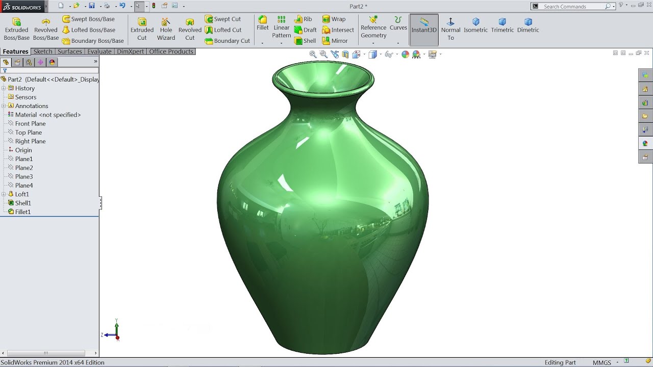 Solidworks tutorial Sketch Vase - YouTube