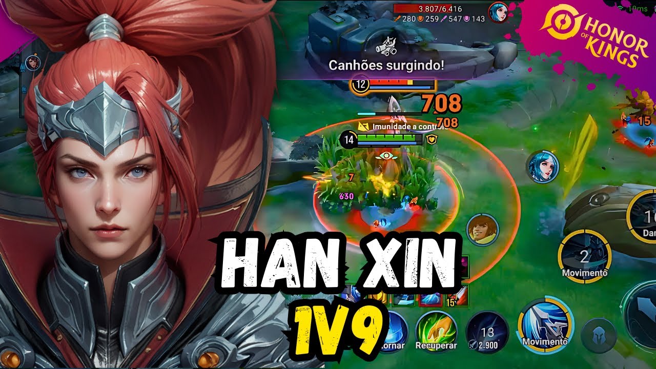 HAN XIN NO FAMOSO 1V9 DEPOIS DO BUFF HONOR OF KINGS - YouTube