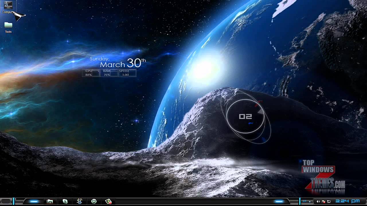 Moon View Windows 7 Theme - YouTube