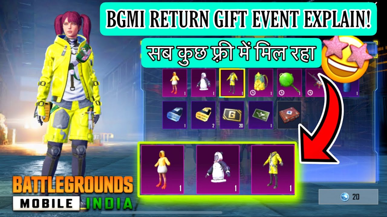 BGMI Return Gift | Free Outfit And More Rewards | Full Explain - YouTube