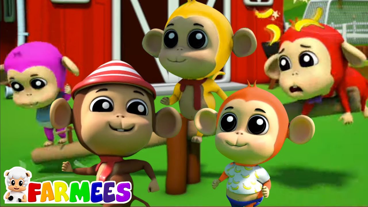Cinque Scimmiette Contare i Numeri e Altre Rime Per Bambini - Farmees ...