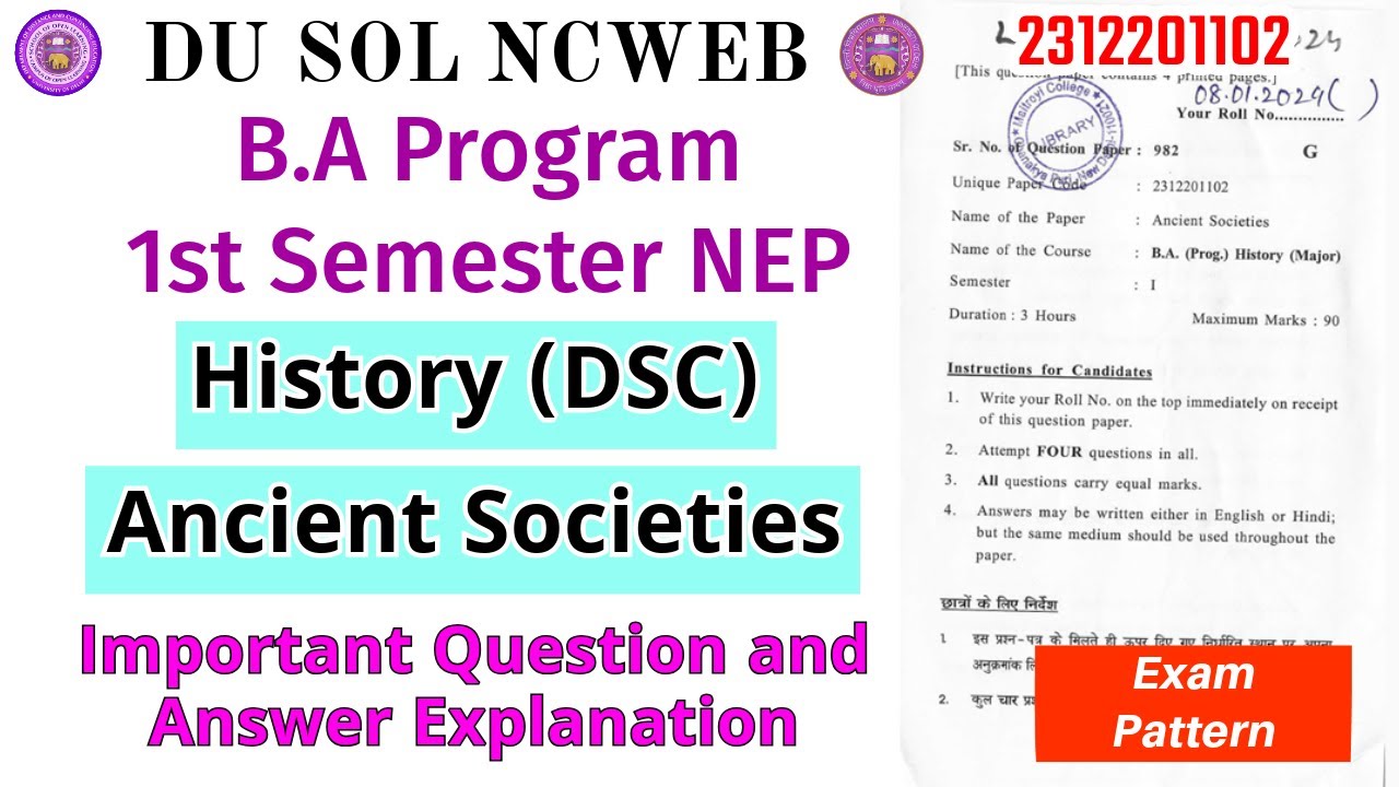 DU SOL NEP 1st Semester History Ancient Societies 2312201102 Question ...