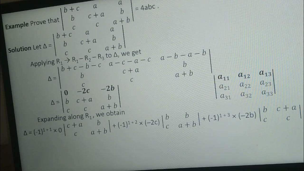 മലയാളത്തിൽ - Solution to find the determinant of a 3 × 3 matrix, DETERMINANTS,Class XII ...