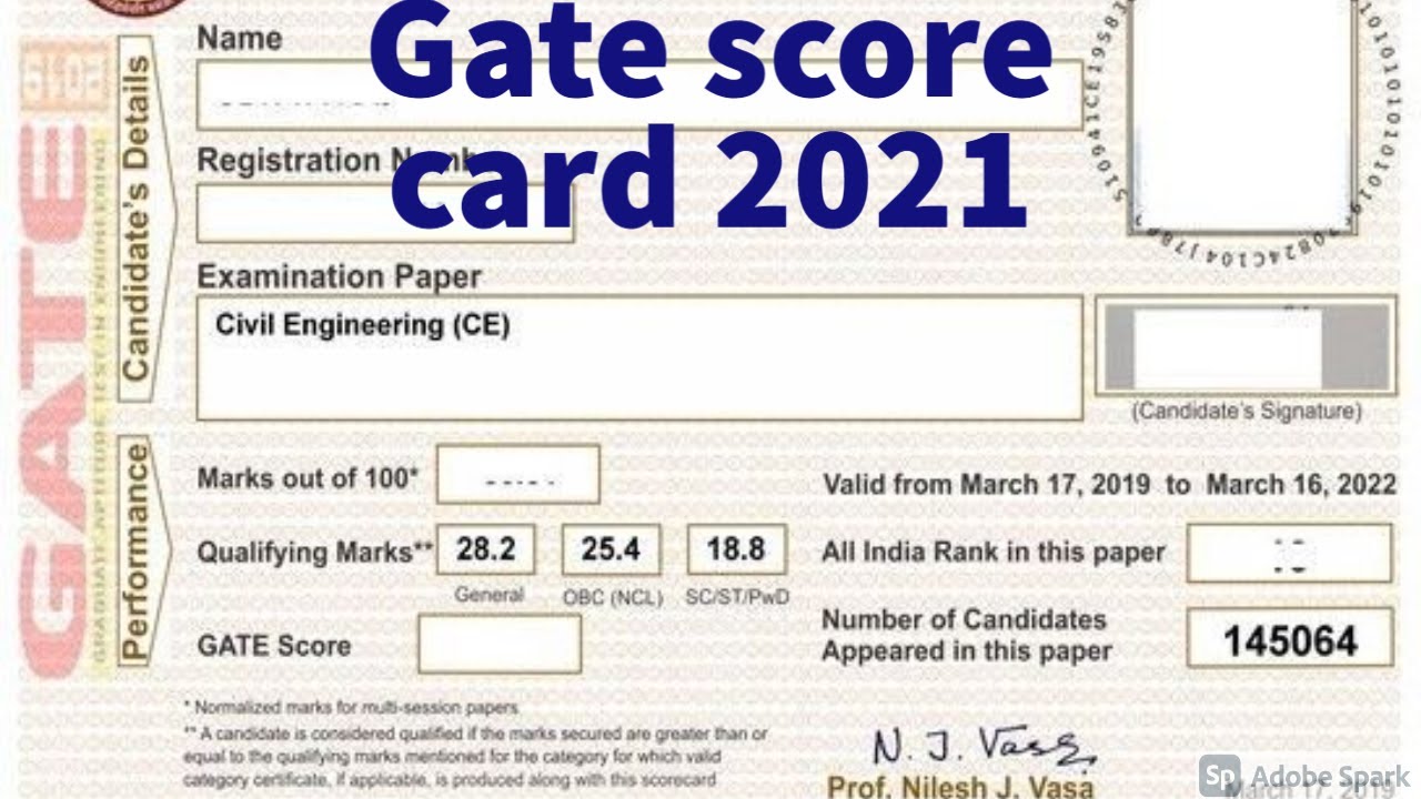Gate 2021 Score card || Detail ||Important instruction - YouTube