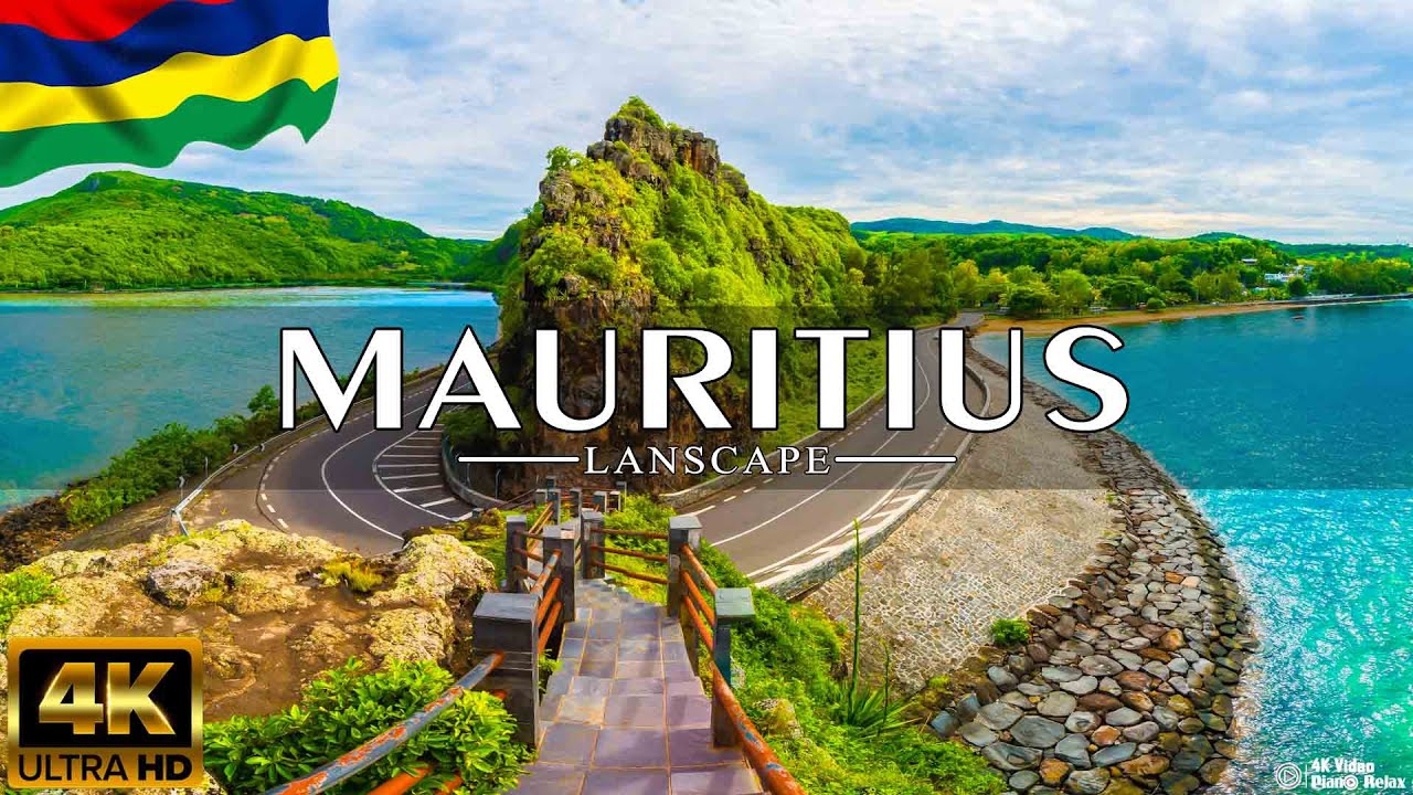 FLYING OVER MAURITIUS (4K UHD) - Relaxing Music Along With Beautiful ...