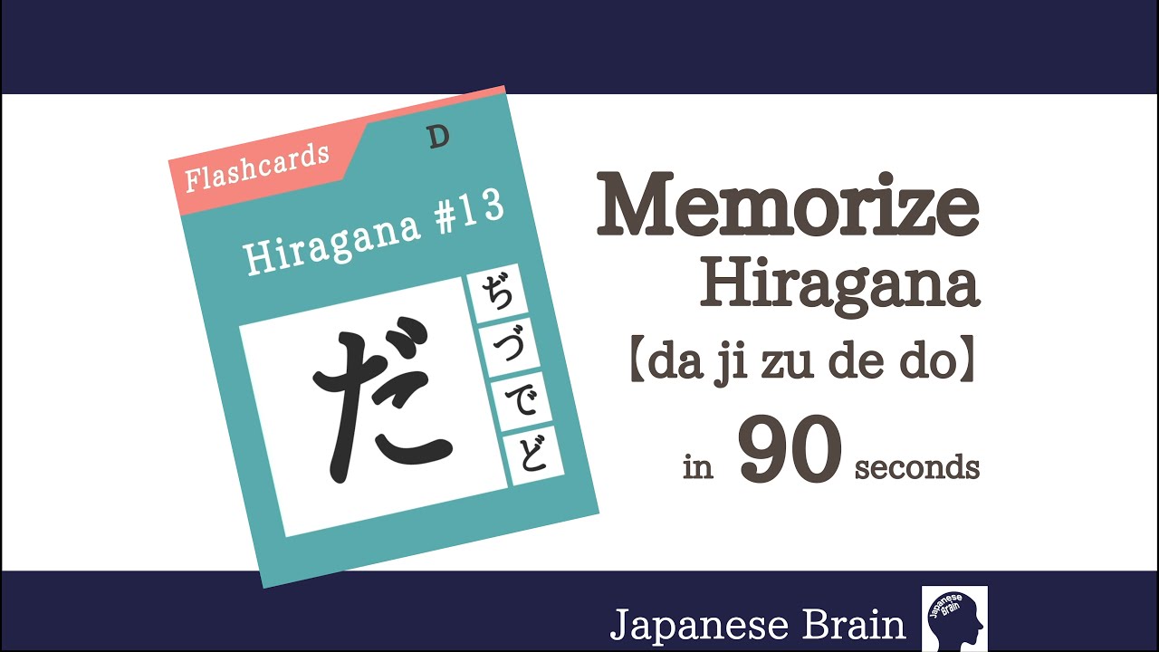 Flashcards - Learn / Memorize Japanese Hiragana da ji zu de do in 90 ...