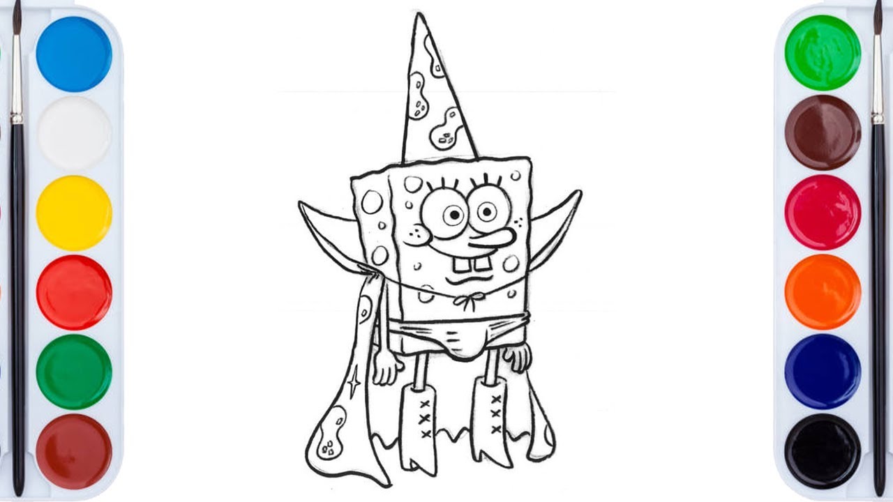 draw and color spongebob squarepants for kids - YouTube